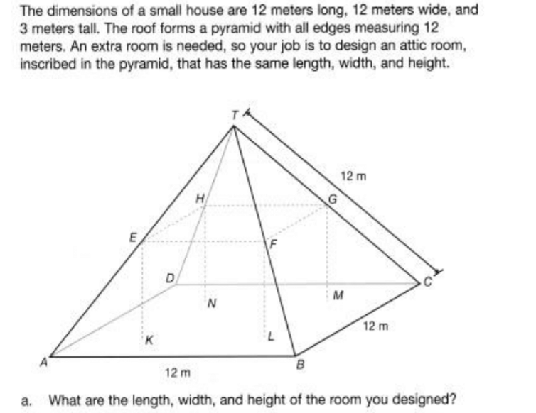 Solved The dimensions of a small house are 12 meters long, | Chegg.com