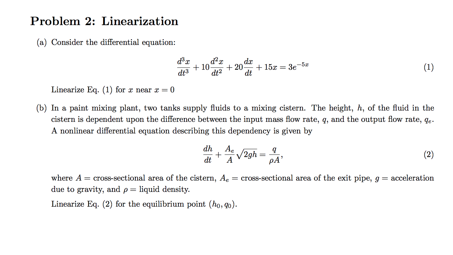 Problem 2: Linearization (a) Consider the | Chegg.com