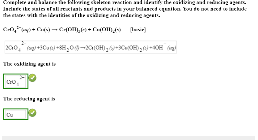 Solved Complete and balance the following skeleton reaction | Chegg.com