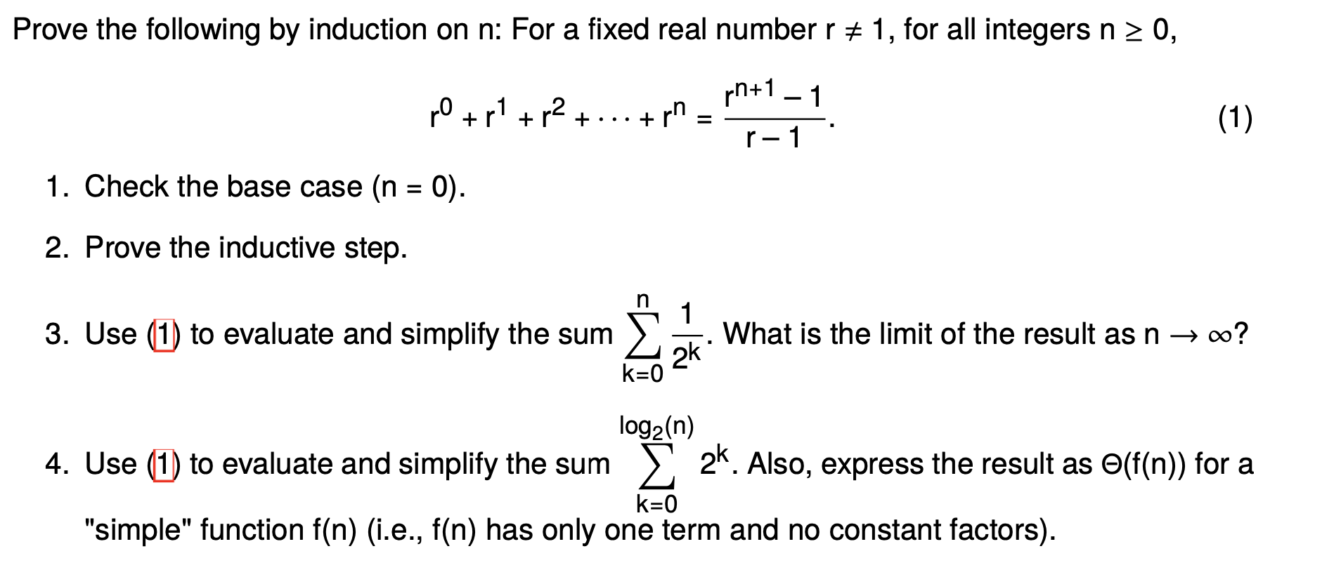 Solved Prove the following by induction on n : For a fixed | Chegg.com