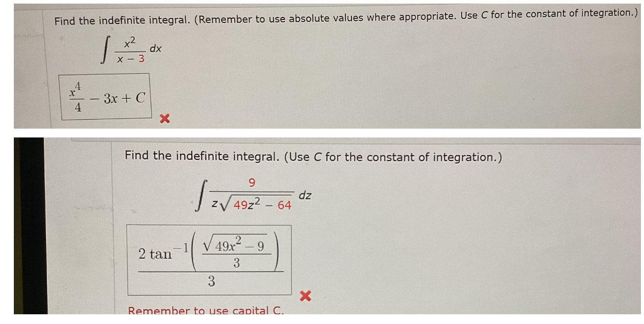 Solved Find the indefinite integral. (Remember to use | Chegg.com