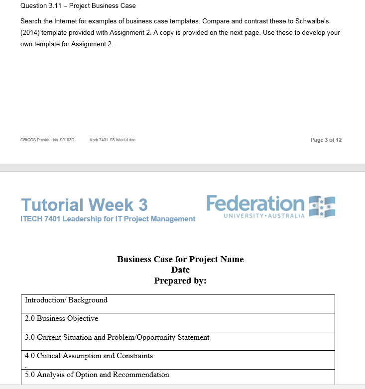 Tutorial Week 3 ITECH 7401 Leadership for IT Project | Chegg.com
