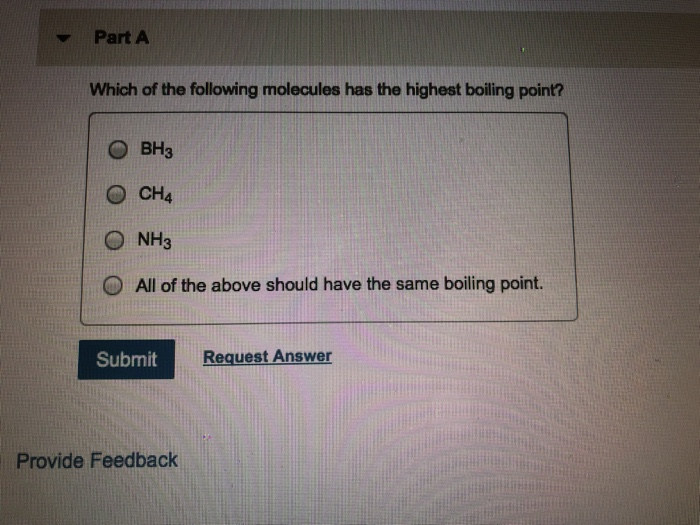Solved Part A Which of the following molecules has the | Chegg.com