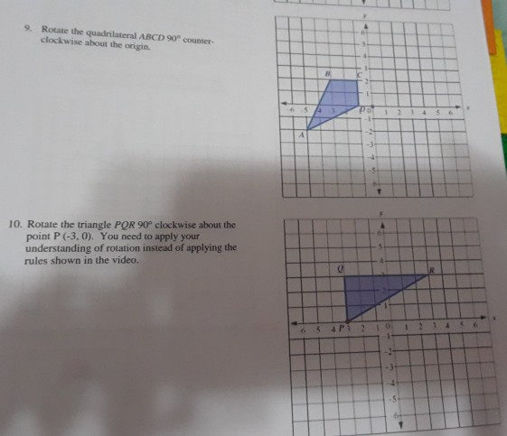 Solved 9. Rotate the quadrilateral ABCD 90° counter- | Chegg.com