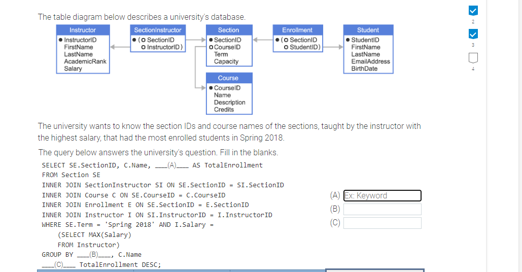 Solved The university wants to know the section IDs and | Chegg.com