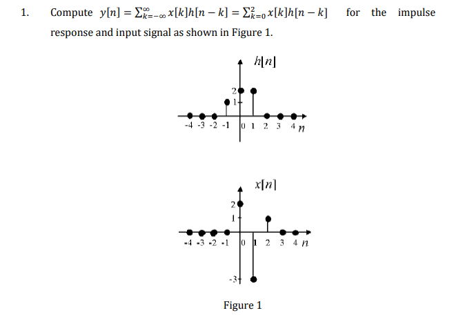 Solved Compute y[n]=∑k=−∞∞x[k]h[n−k]=∑k=02x[k]h[n−k] for | Chegg.com