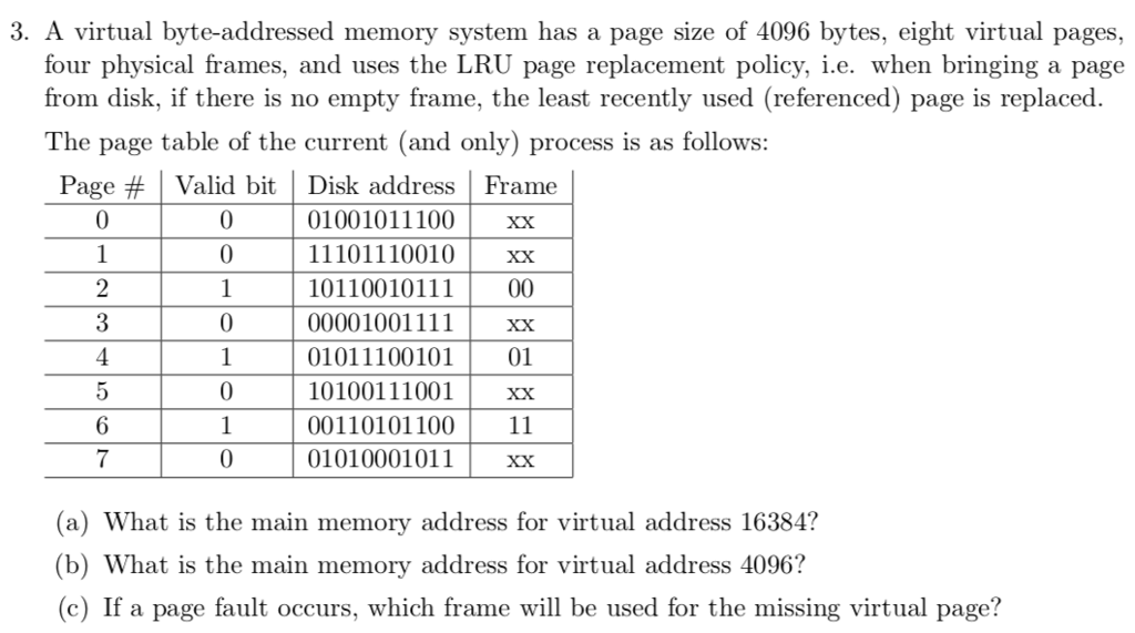 Solved 3. A virtual byte-addressed memory system has a page | Chegg.com