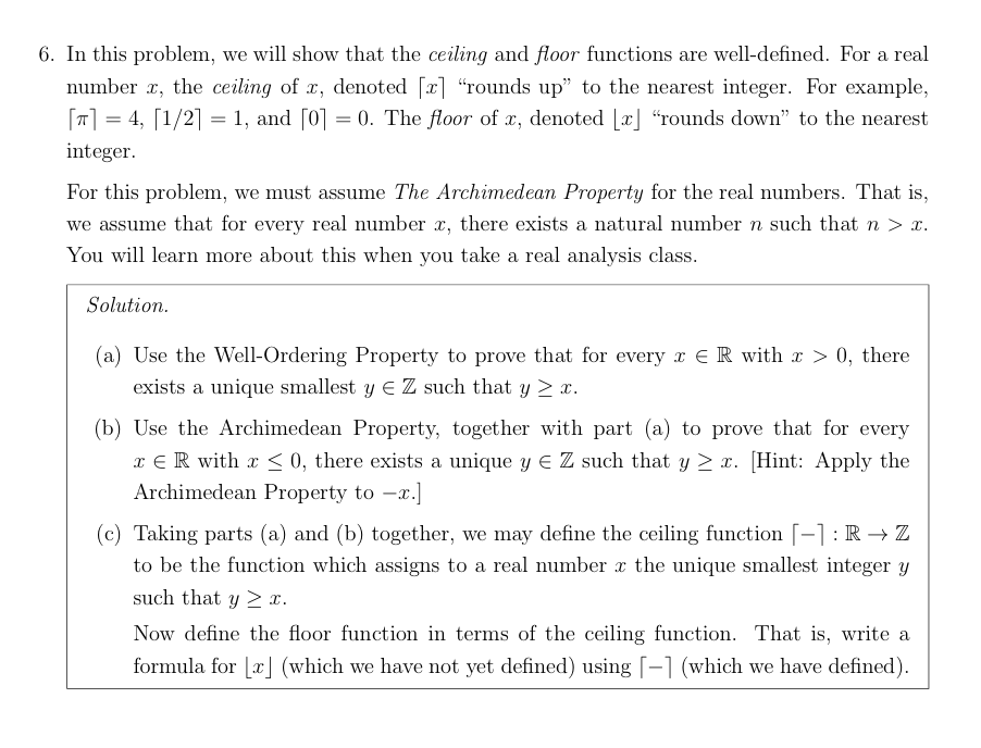 Solved 6. In this problem, we will show that the ceiling and | Chegg.com