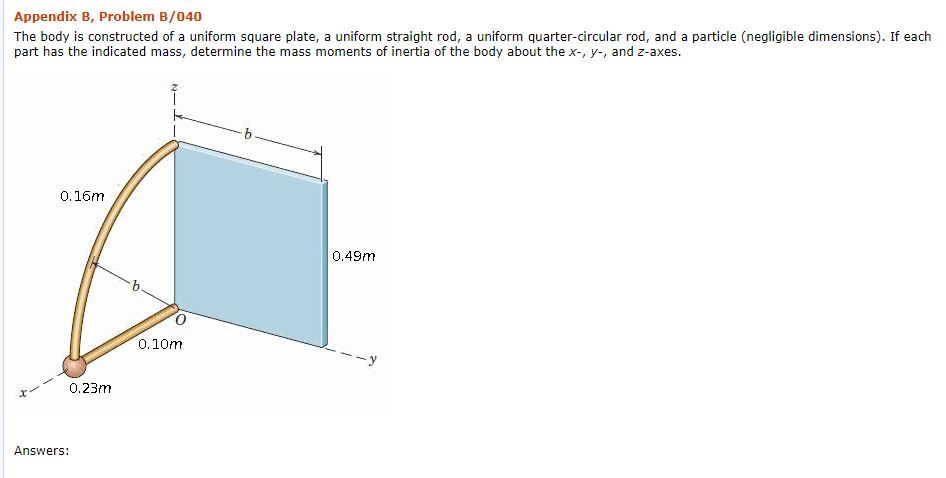 Solved Appendix B, Problem B/040 The body is constructed of | Chegg.com