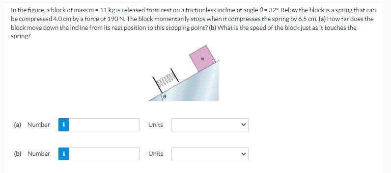 Solved In the figure, a block of mass m=11 kg is released | Chegg.com