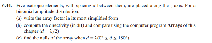 Solved 6.44. Five isotropic elements, with spacing d between | Chegg.com