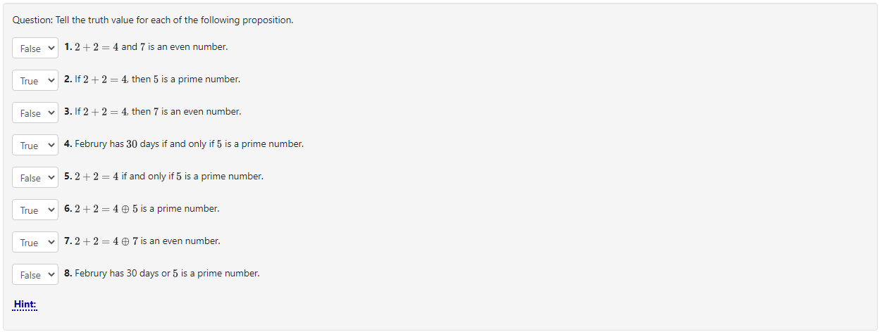 Solved Question: Tell the truth value for each of the | Chegg.com