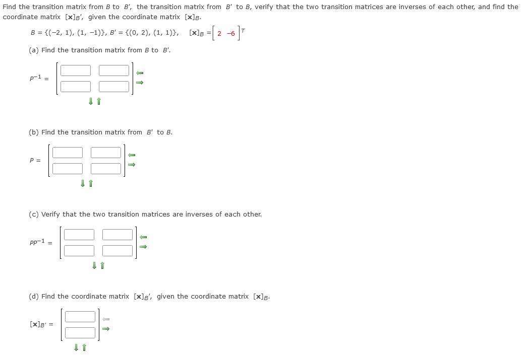 Solved Find the transition matrix from B to B', the | Chegg.com