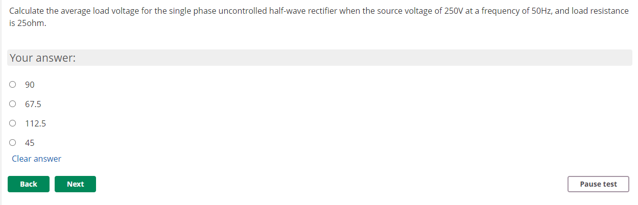 Solved Calculate the average load current for the single | Chegg.com