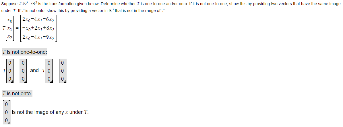 Solved Suppose T:R3-R2 is the transformation given below. | Chegg.com