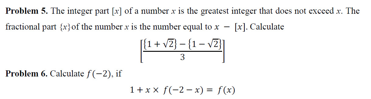 Solved Problem 5. The integer part [x] of a number x is the | Chegg.com