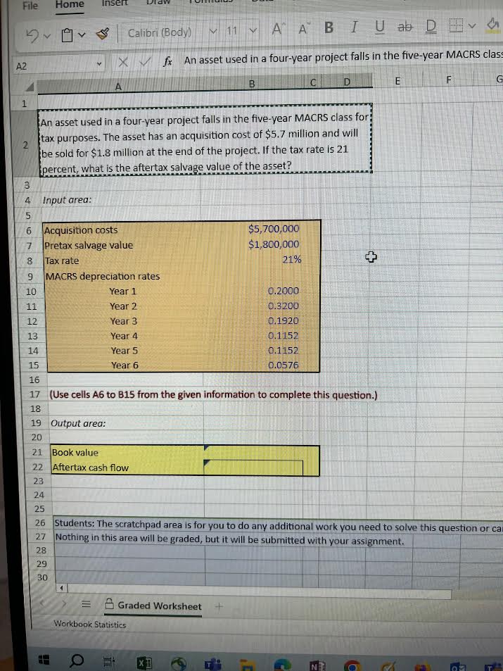 Solved An asset used in a four-year project falls in the | Chegg.com