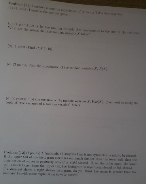 Solved (d) (3 points) Find the expectation of the random | Chegg.com