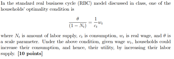 Solved In the standard real business cycle (RBC) model | Chegg.com