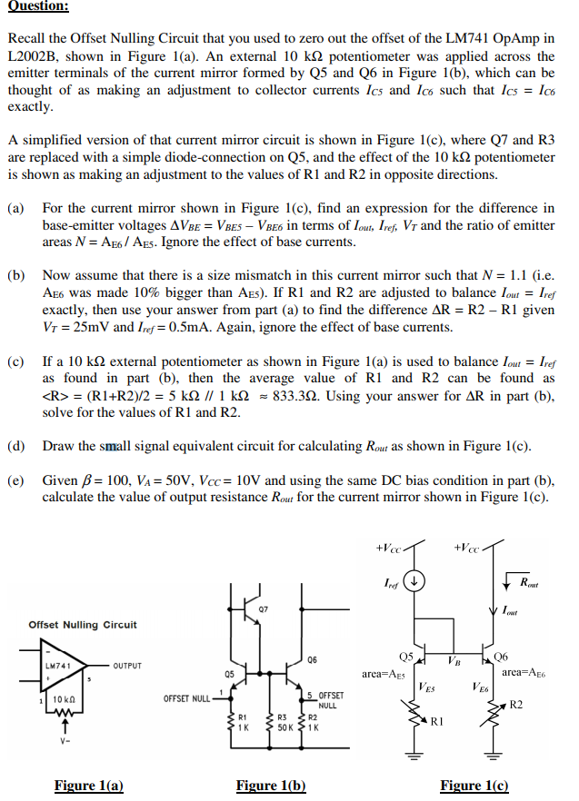 Solved uestion: Recall the Offset Nulling Circuit that you | Chegg.com