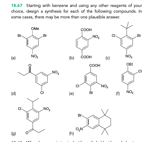 Solved 18.67 Starting with benzene and using any other | Chegg.com