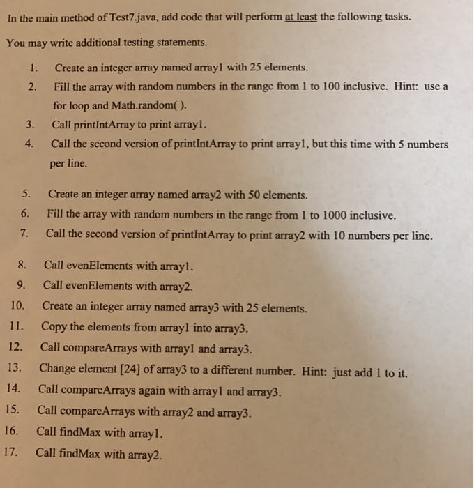 Solved Your first program will be a Java program called Lab7 | Chegg.com