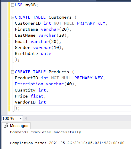 Solved 1. Previous Laboratory Session CREATE DATABASE | Chegg.com
