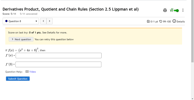 Solved Derivatives Product, Quotient and Chain Rules | Chegg.com