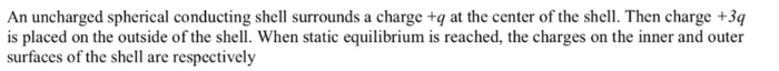 Solved An uncharged spherical conducting shell surrounds a | Chegg.com