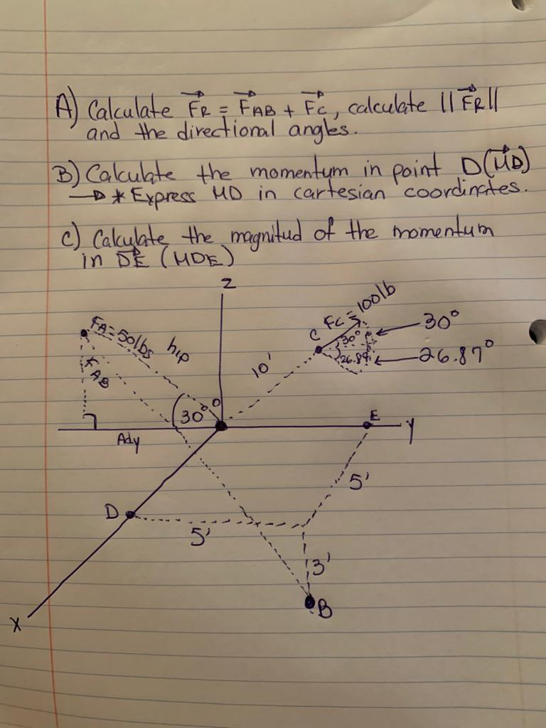 Solved A) Calculate FR = FAB + Fc, calculate II Fall and the | Chegg.com