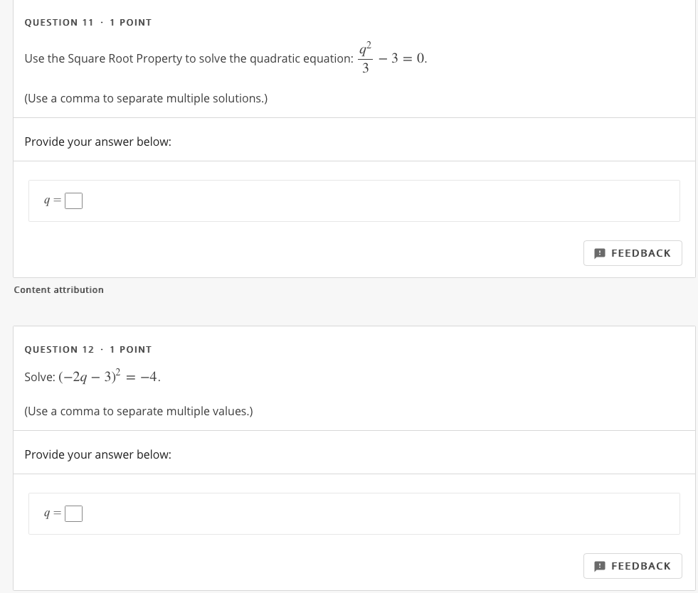 Solved QUESTION 11 .1 POINT Use the Square Root Property to | Chegg.com