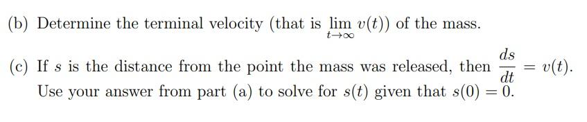 Solved A differential equation for the velocity v of a | Chegg.com