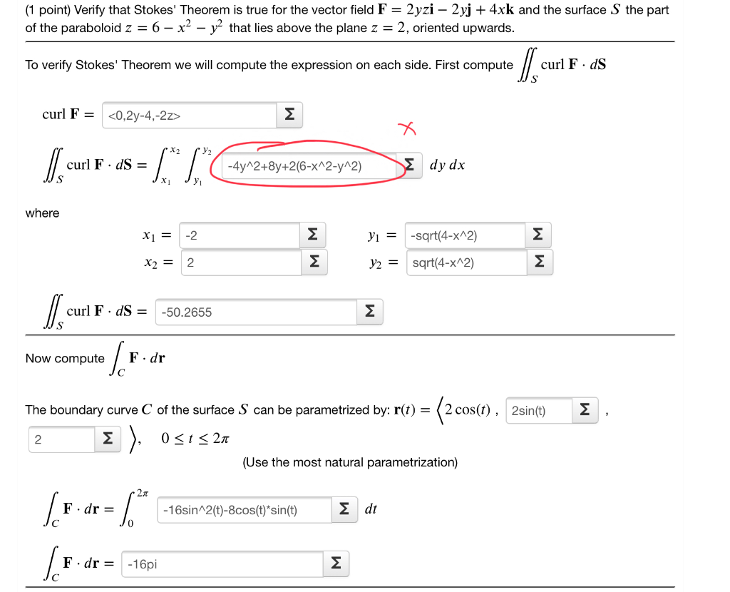 Solved 1 Point Verify That Stokes Theorem Is True For The