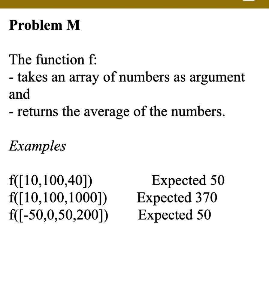 Solved Javascript code and algorithm for Problem M: Problem | Chegg.com