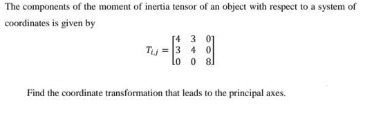 Solved The components of the moment of inertia tensor of an | Chegg.com