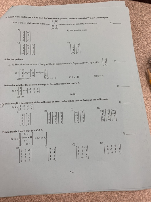 Solved e the set W is a vector space, find a set of vectors | Chegg.com
