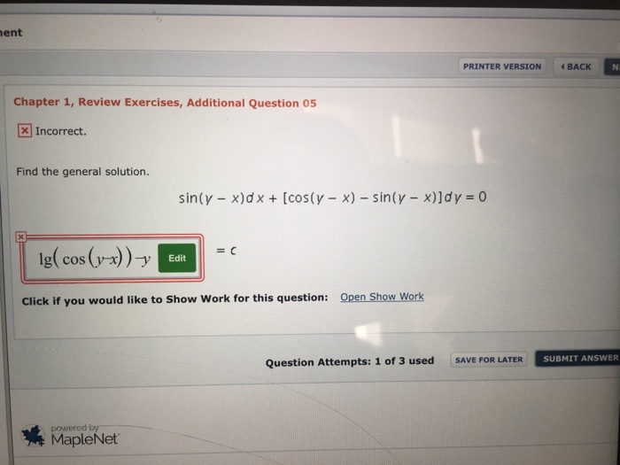 Solved ent PRINTER VERSION BACK Chapter 1, Review Exercises, | Chegg.com