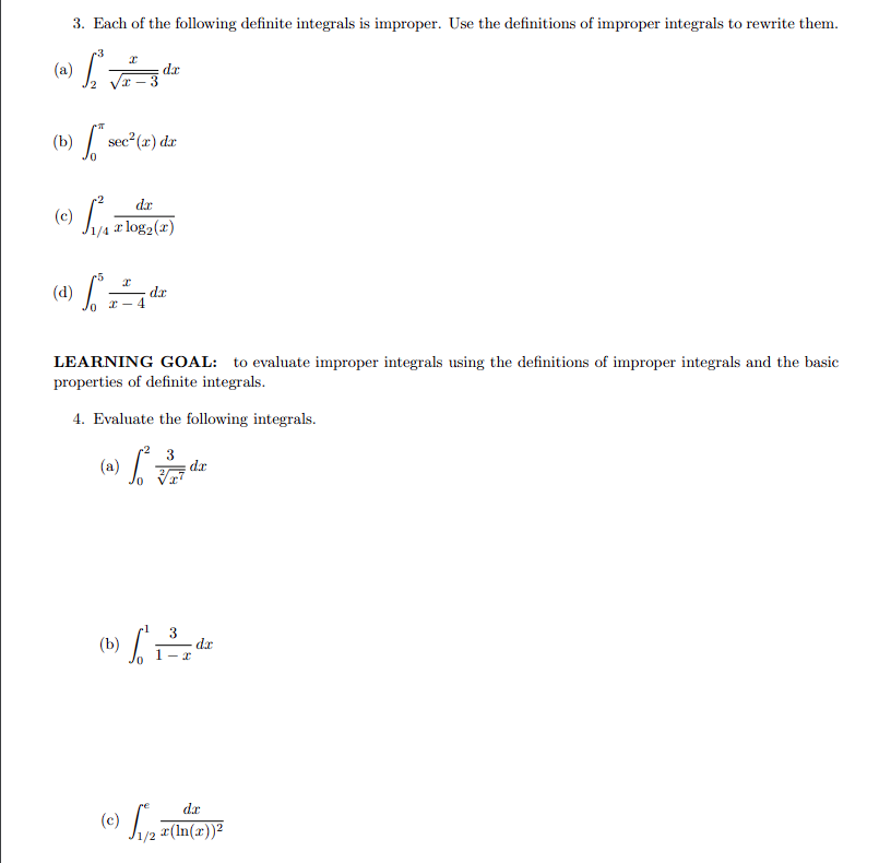Solved 3. Each of the following definite integrals is | Chegg.com