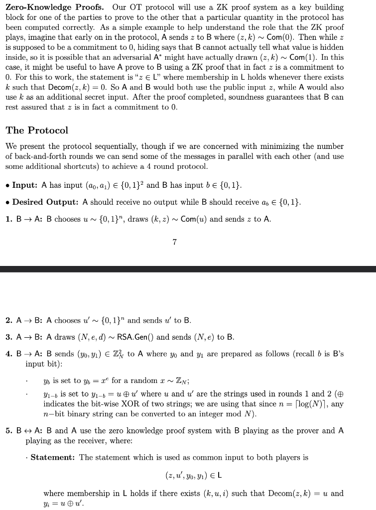 Solved The protocol will use the following building blocks. | Chegg.com