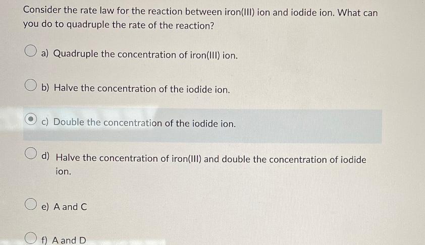 Solved Consider the rate law for the reaction between | Chegg.com