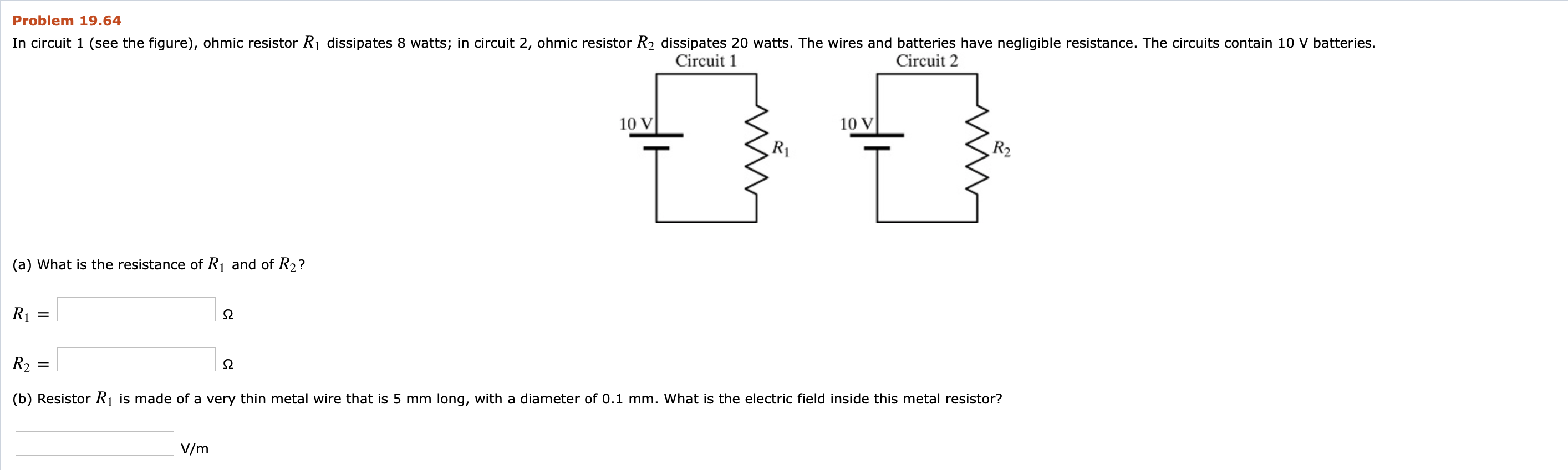 Solved Problem 19.64 In circuit 1 (see the figure), ohmic | Chegg.com