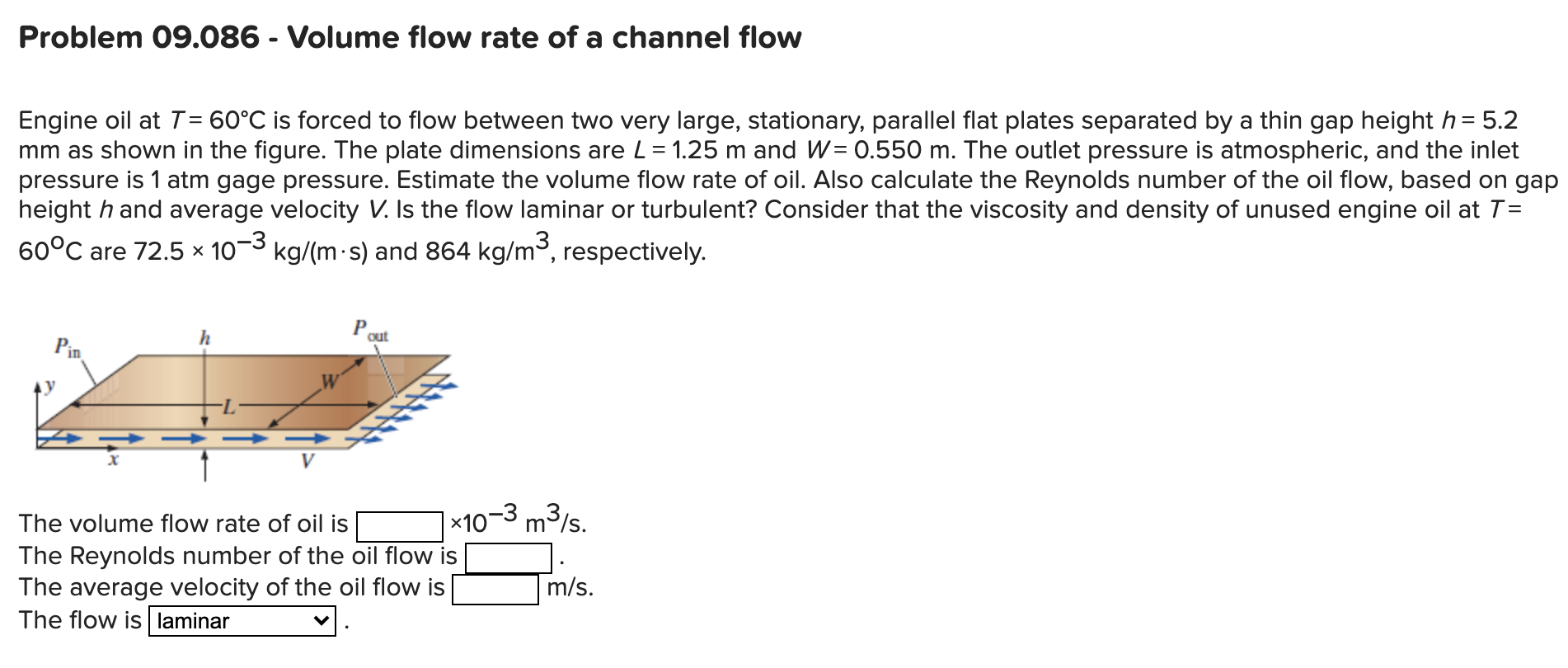 Solved Problem 09.086 - Volume flow rate of a channel flow | Chegg.com
