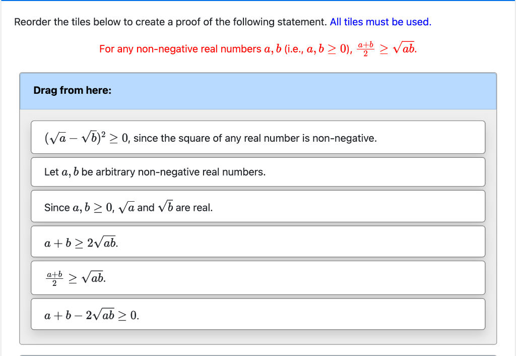 Solved eorder the tiles below to create a proof of the | Chegg.com
