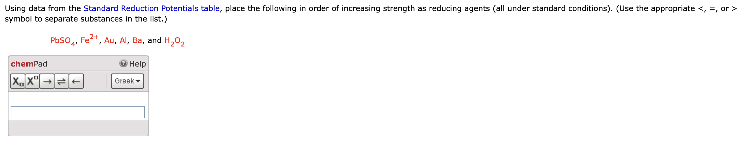 symbol to separate substances in the list.) \\[ | Chegg.com