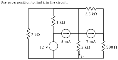 Solved Use superposition to find I0 in the circuit. | Chegg.com