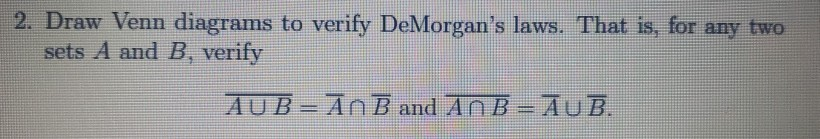 Draw Venn Diagrams To Verify Demorgan's Laws Solved Draw Ven
