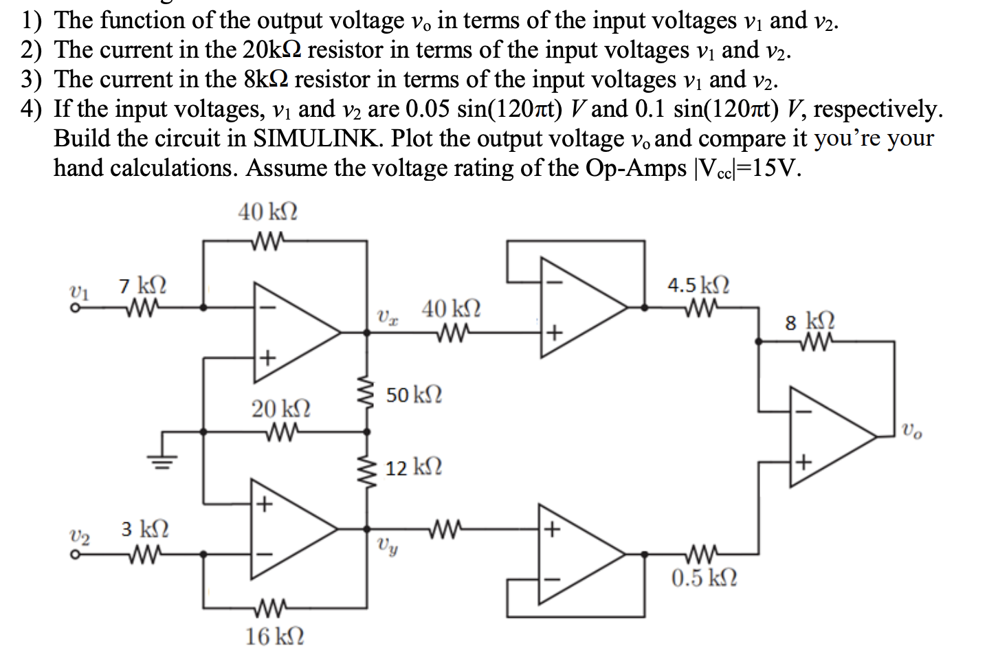 Solved 1) The function of the output voltage vo in terms of | Chegg.com