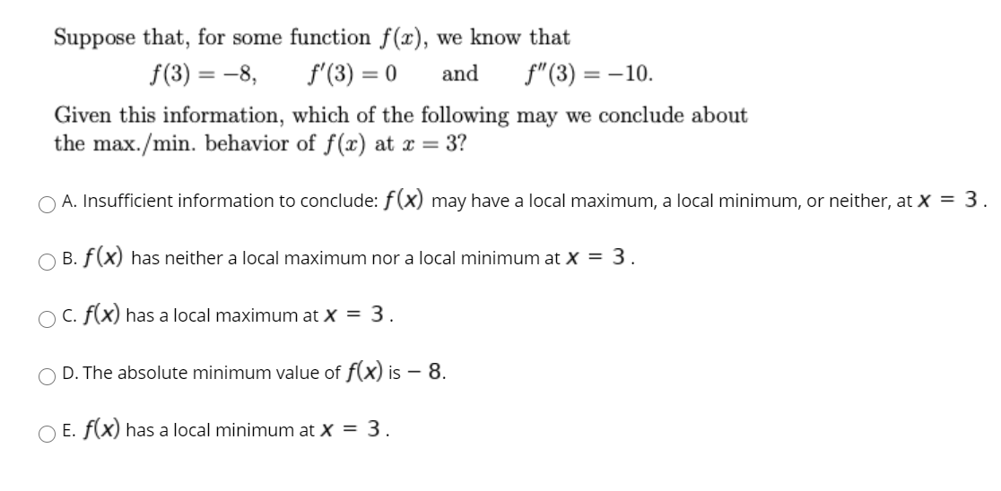 Solved Suppose that, for some function f(x), we know that | Chegg.com
