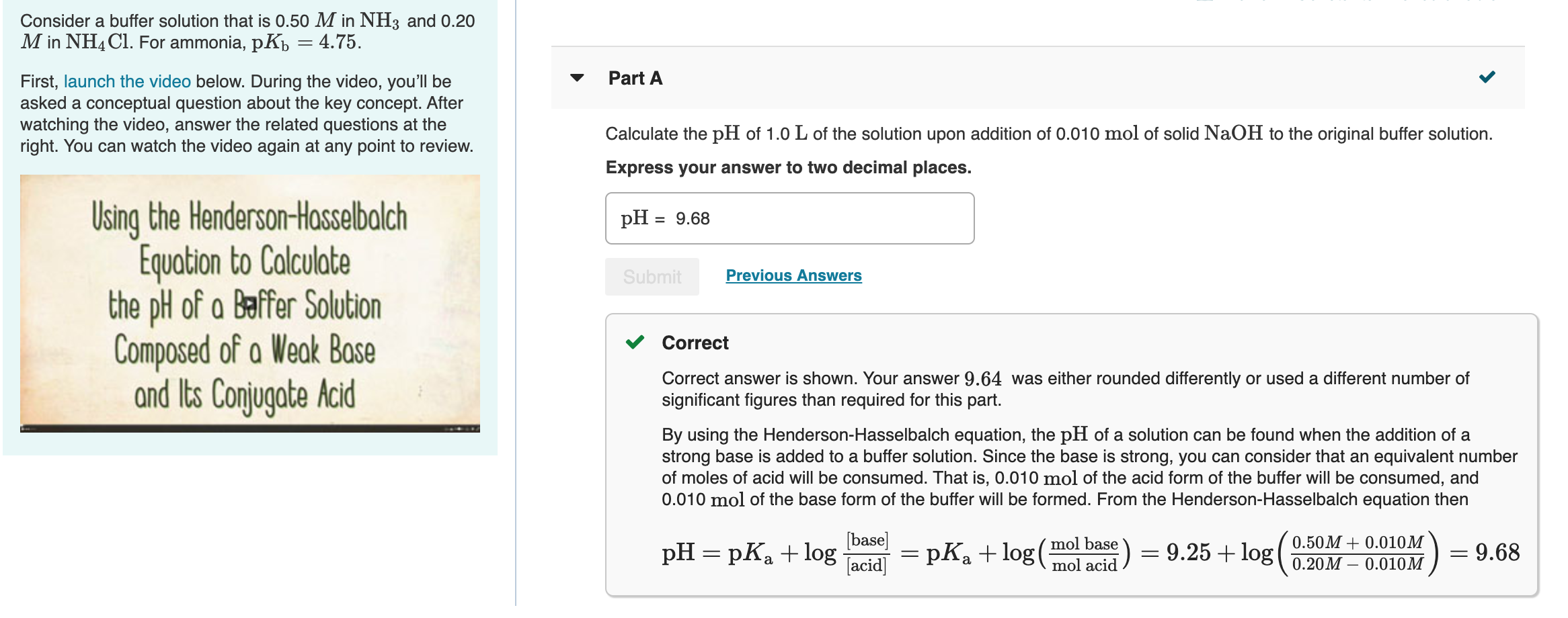 Solved Consider a buffer solution that is 0.50 M in NH3 and | Chegg.com