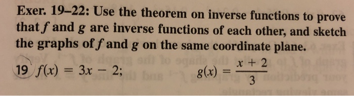 Solved Exer. 19-22: Use the theorem on inverse functions to | Chegg.com